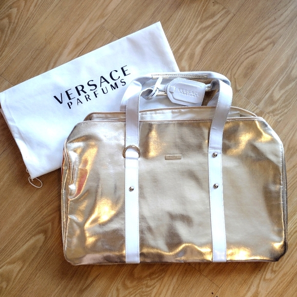 Versace | Bags | Versace Parfums Gold Duffle Bag New | Poshmark